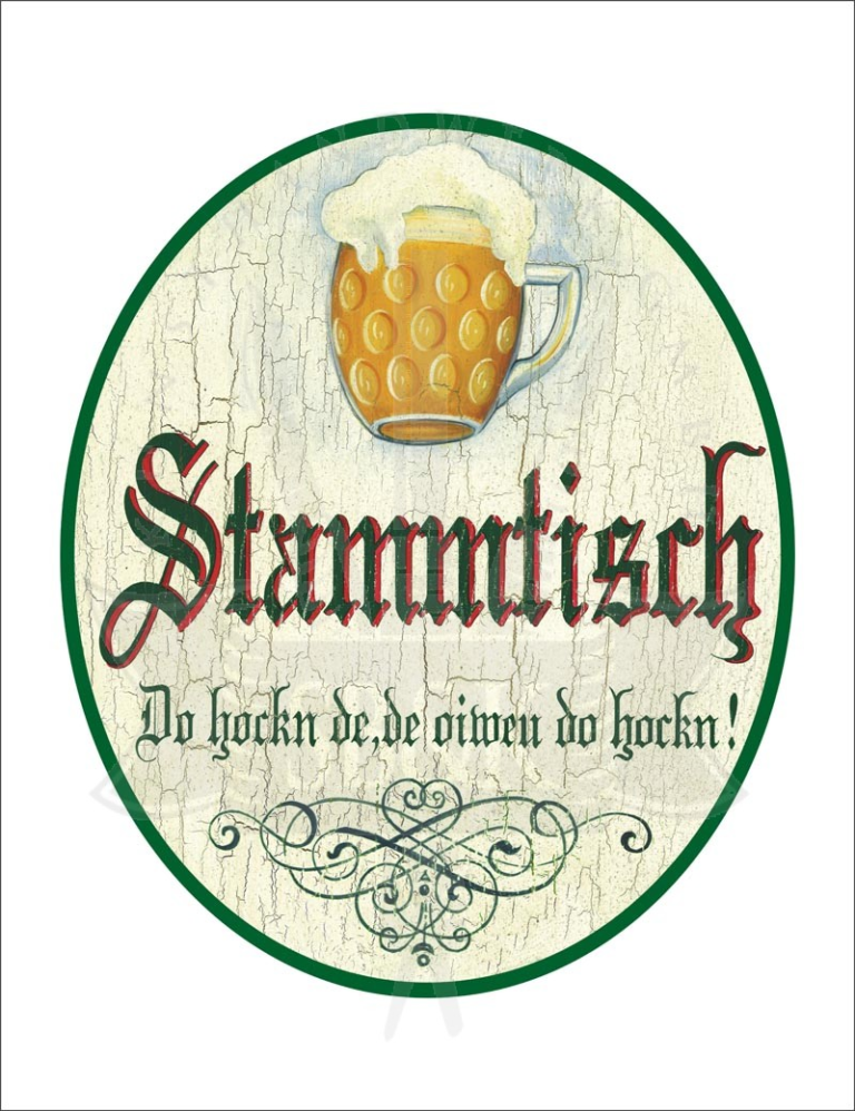 Holzschild "Stammtisch Bier und Ornament" - Schildermanufaktur ...