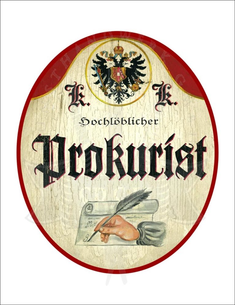 Holzschild "Prokurist" - Schildermanufaktur Bilderwerkstatt Kunsthandwerk